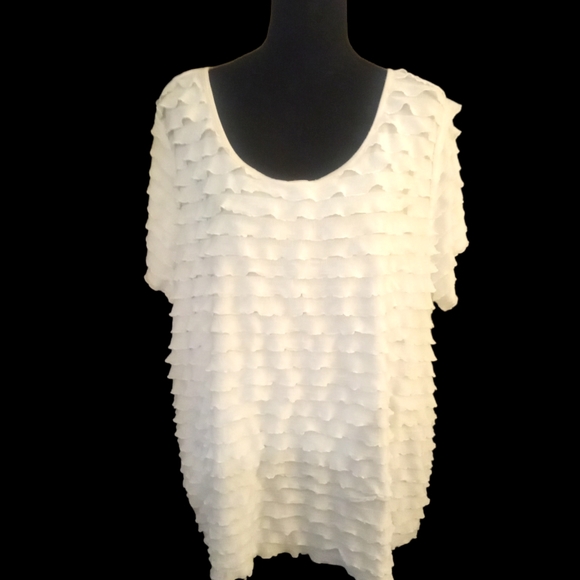 Cato | Tops | Cato Woman White Short Sleeve Ruffle Layered Top | Poshmark